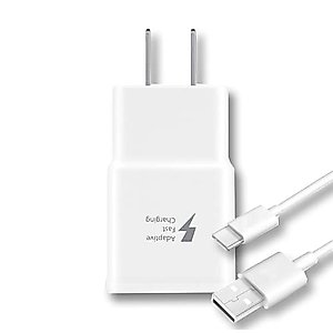 OEM Adaptive Fast Charger for Samsung SM-T510 15W with Certified USB Type-C Data and Charging Cable. (White 3.3FT 1M Cable)