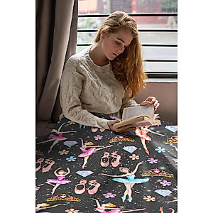 Colorful Ballerina Girls Blankets Ballet Gifts for Girls Women Soft Flannel Cozy Lightweight Throw Blankets for Couch Bed Sofa Unisex Small 50×40in for Kid/Child
