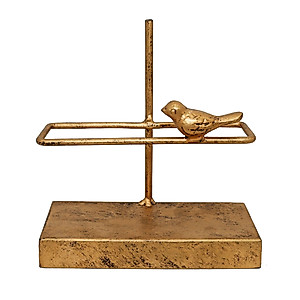 Freestanding Classic Cocktail Napkin Holder with Cast Iron Bird Design, Tabletop Tissue Dispenser, Bronze