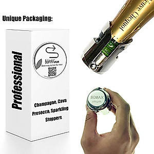 Champagne Sealer Stopper, BGMAX 3 Pack Stainless Steel Sparkling Wine Bottle Plug Sealer Set with a Longer Sealing Plug, Gifts Accessories for Champagne