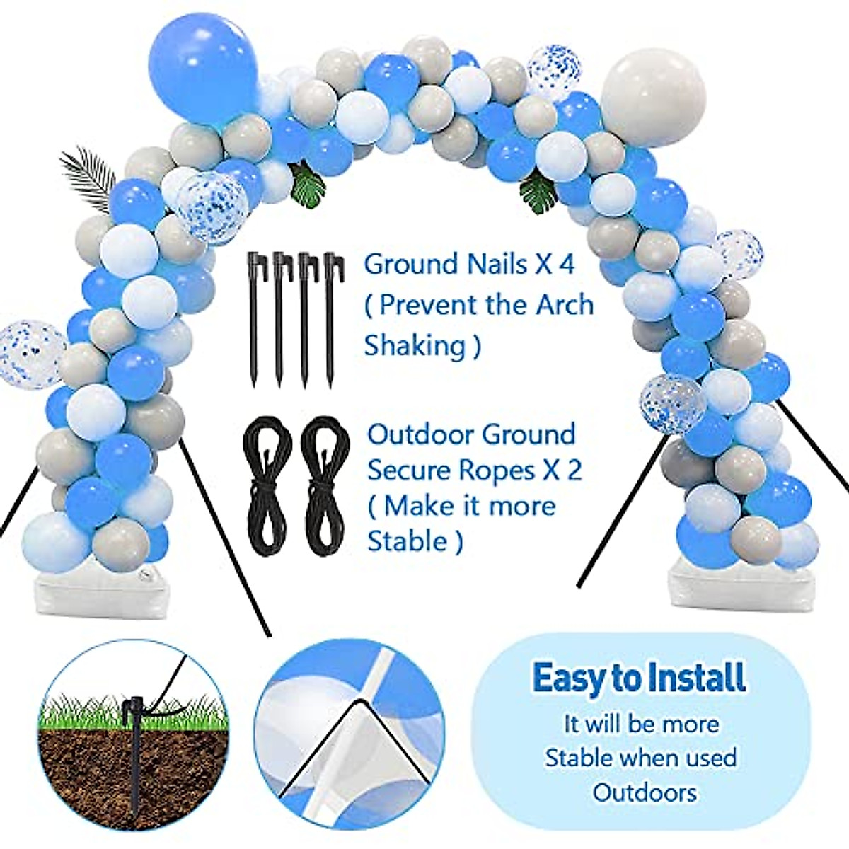 Balloon Arch Kit Adjustable Balloon Stand for Outdoor Decoration Garden Birthday Wedding Holiday Party Graduation Supplies (9Ft Wide 9Ft Height)