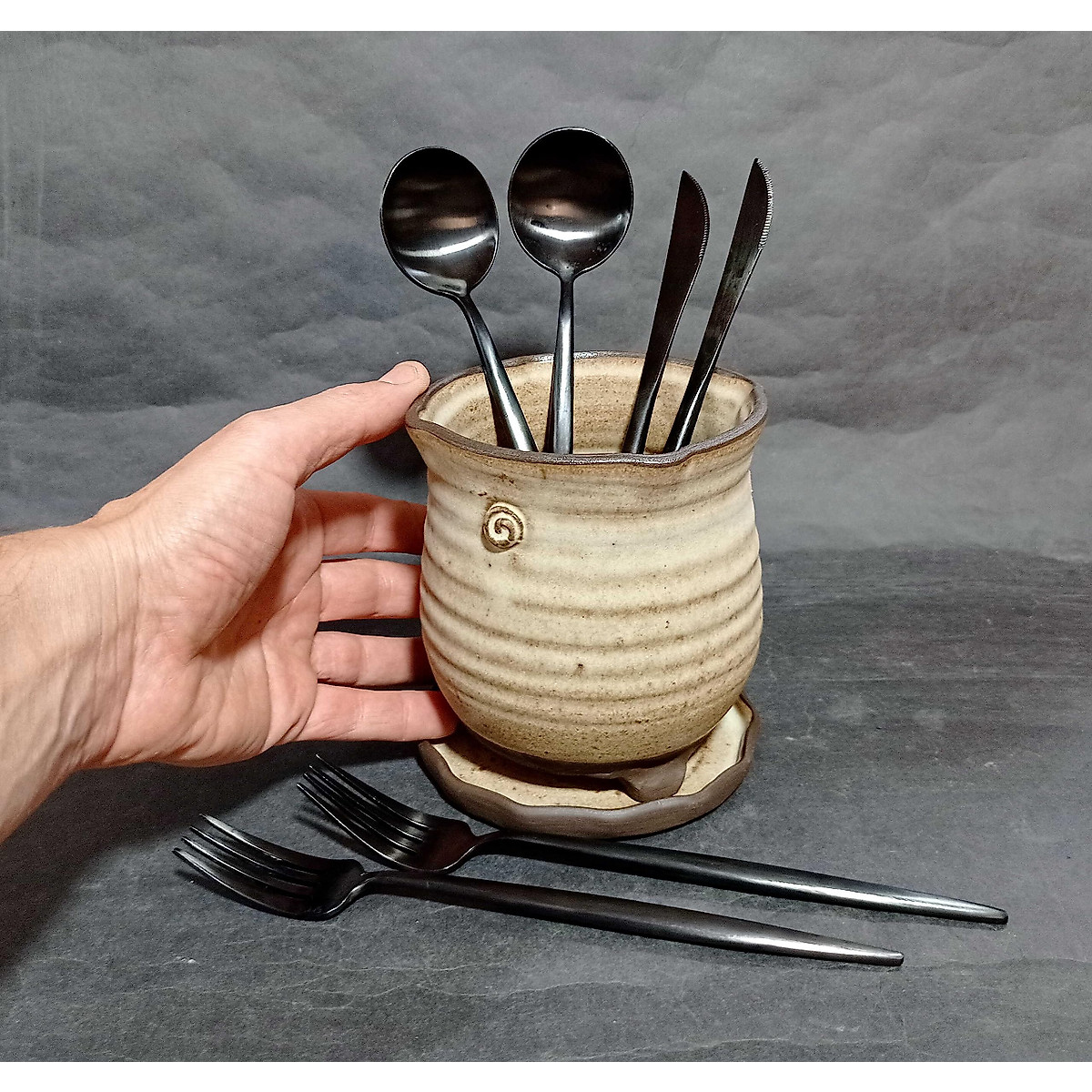 Cutlery holder, Ceramic silverware container, Kitchen cutlery organizer, Cutlery caddy, Pottery Utensil carrier, Table top utensil dish,