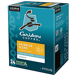 Caribou Coffee Daybreak Morning Blend, Single-Serve Keurig K-Cup Pods, Light Roast Coffee, 24 Count (11.9g)(Pack of 4)
