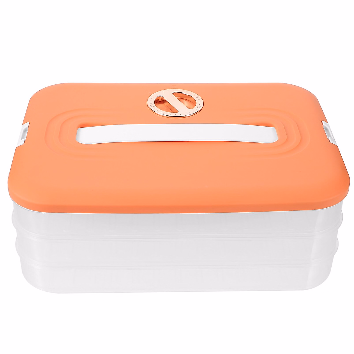 3 Layer Refrigerator Dumpling Box, Stackable Dumpling Food Containers, Dumpling Box Bins Holder with Lids for Refrigerator ( Orange )