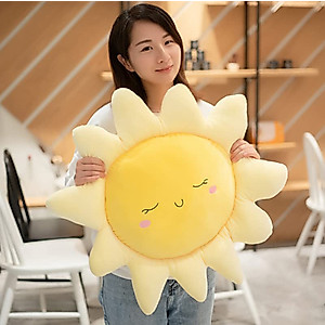 JOSON Sun Shaped Pillow Cute Sun seat Cushion Chair Cushion, Soft Plush Toy Pillow, Used for Home Decoration Children's and Girls' Birthday Gifts (17.8 inch Yellow)