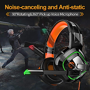 STOGA Professional Gaming Headset with 50MM Comfy Earmuffs, Over Ear Headphones with Noise Canceling Microphone & LED Light, Compatible with PS4, Xbox One, Switch, PC, PS3, Mac, Laptop
