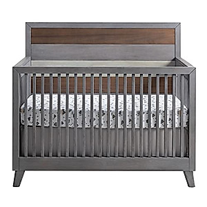 Soho Baby 48011570 Cascade Premium 4-in-1 Convertible Crib, Flat-Top Headboard, Wire Brush Multi-Tone Gray Finish, GreenGuard Gold Certified