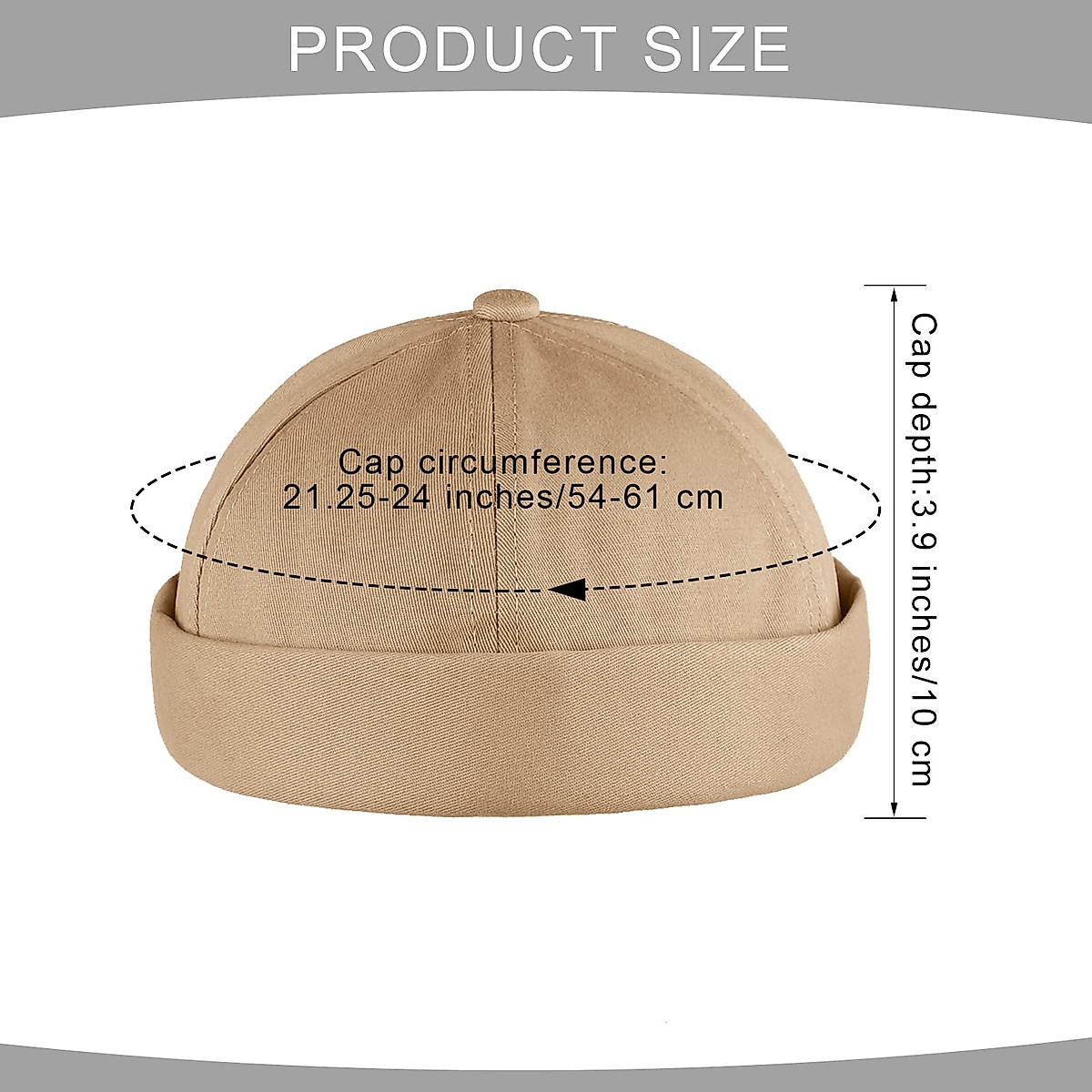 URATOT 4 Pieces Brimless Hat Docker Cap Retro Cotton No Brim Hat Adjustable Rolled Cuff Brimless Hats for Men