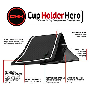 CupHolderHero fits Ford F150 Accessories 2021-2023 Premium Custom Interior Non-Slip Anti Dust Cup Holder Inserts, Center Console Mats, Door Pocket Liners 38pc Set (Bucket SuperCrew) (White Trim)