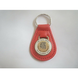 1962 1963 1964 GALAXIE 406 HIGH PERFORMANCE ENGINE LOGO LEATHER KEYCHAIN - RED
