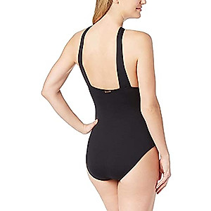 Michael Michael Kors Womens High Neck Shirred One-Piece Swimsuit Black 12