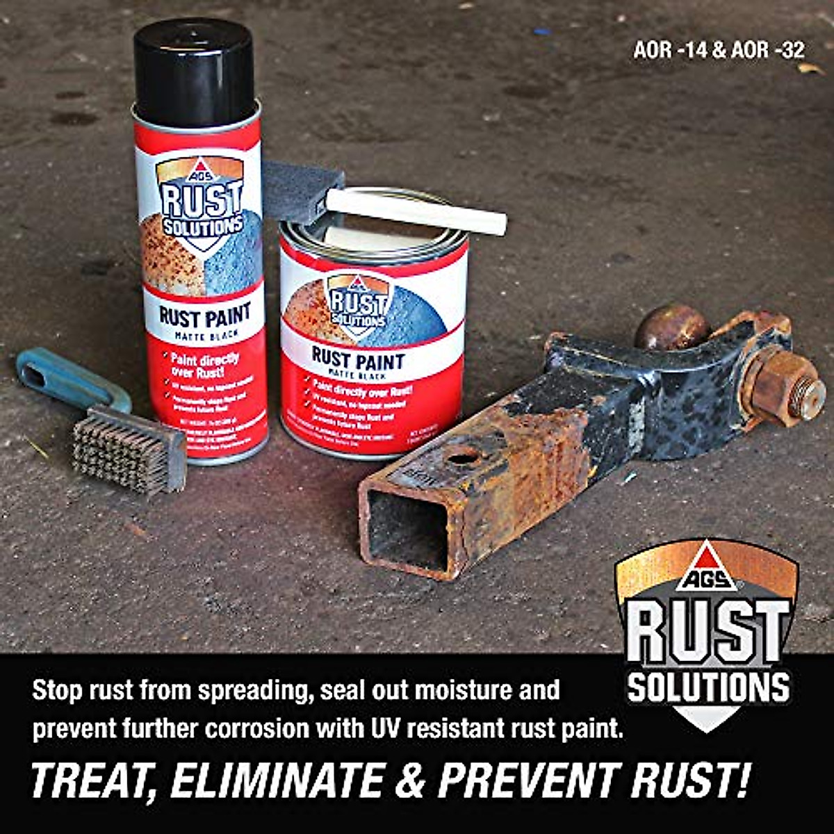 AGS RUST SOLUTIONS Rust Spray Paint, 14 Ounces, Matte Black Finish