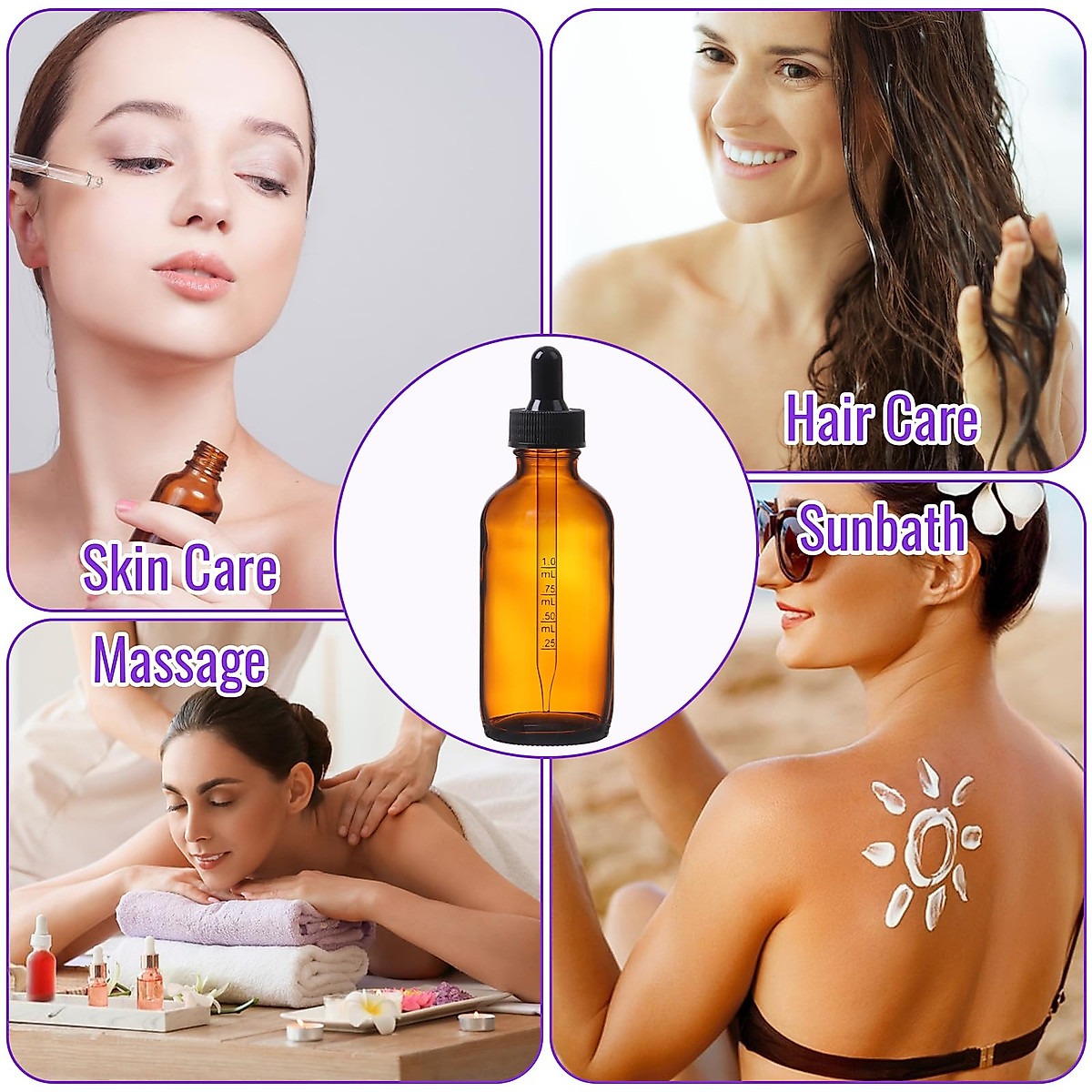 AuroTrends Amber Dropper Bottle 2 oz 24Pack, Glass Tincture Bottles with Dropper - Amber Glass Dropper Bottle 2 oz with Funnel/Stickers/Plastic Graduated Pipette (2fl.oz, Set of 24)