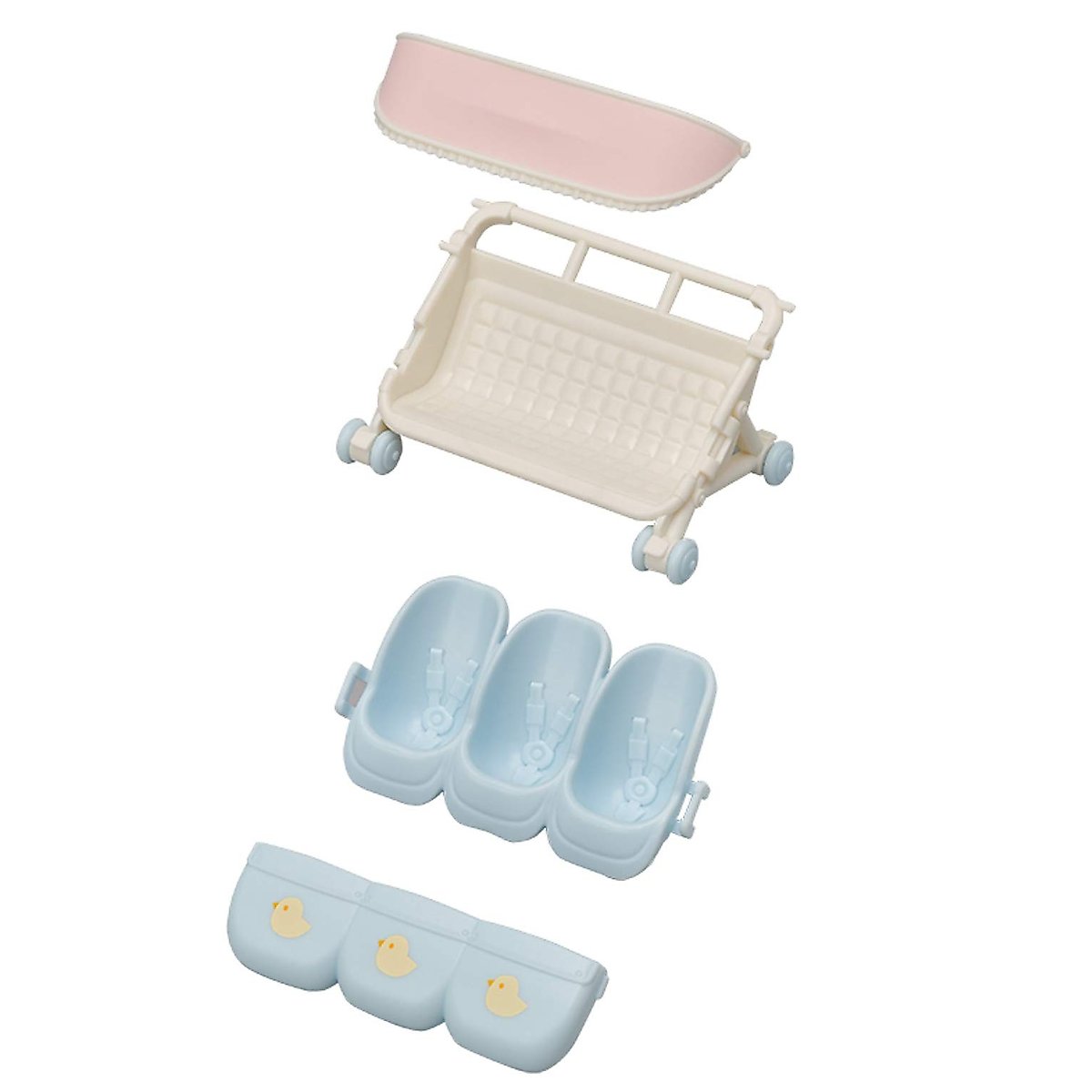 Calico Critters Triplet Stroller - 2-in-1 Stroller and Car Seat Accessory for Triplet Babies