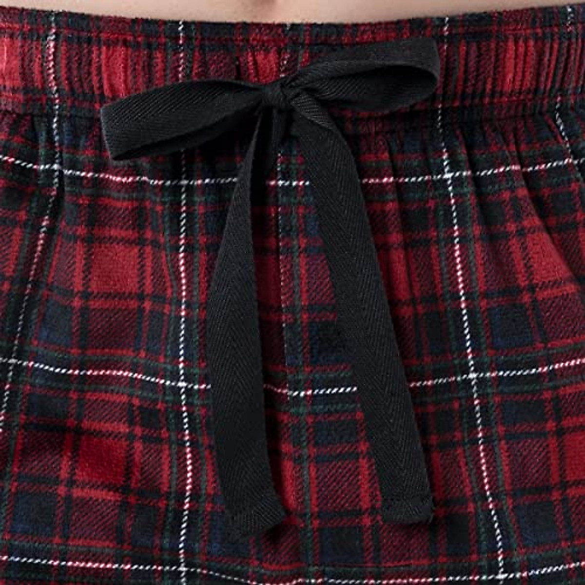 IZOD Men's Silky Fleece Sleep Pant, Dark Red Plaid, 3X-Large
