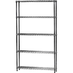 Shelving Inc. 8" d x 42" w x 64" h Chrome Wire Shelving with 5 Tier Shelves, Weight Capacity 800lbs Per Shelf
