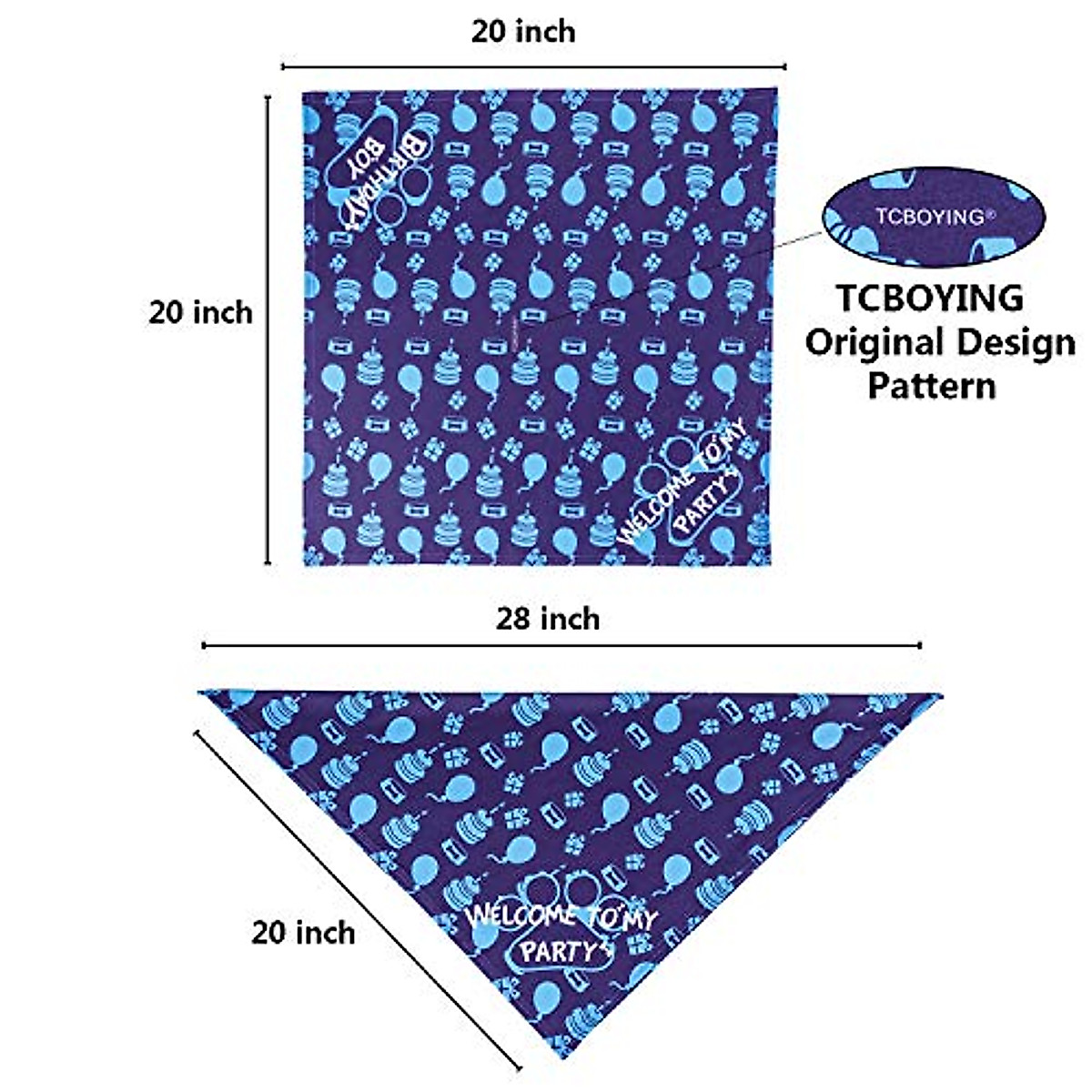 TCBOYING Dog Birthday Bandana, Dog Birthday Boy Hat Scarfs Flag Balloon with Cute Doggie Birthday Party Supplies Decorations(11-Piece Set) (Blue) (Style2, Blue)