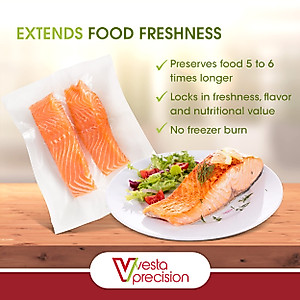 Vesta Precision Vacuum Seal Pouches - Clear and Embossed Vacuum Sealer Bags with Zipper and Valve - Great for Food Storage and Sous Vide - 11 x 16 inches - 15 Vacuum Seal Bags Per Box