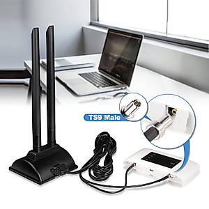 Bingfu 4G LTE Antenna 6dBi Magnetic Base MIMO TS9 Antenna Compatible with Verizon AT&T T-Mobile Sprint 4G LTE Mobile Hotspot MiFi Router Cellular Mobile Broadband Modem USB Modem Dongle Adapter