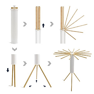 Kroias Tripod Clothes Drying Rack Wooden Drying Rack, Laundry Drying Rack Space Saving Foldable Drying Rack Clothing, Stand Outdoor Folding Portable Drying Rack with 16 Expandable Drying Rods