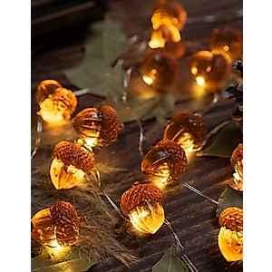 3D Acorn Fall Decorations String Lights, Full Size Acorn Christmas Theme 10 feet 30 LEDs 8 Twinkle Modes with Remote for Autumn Harvest Kitchen Baby Shower Thanksgiving Party Home Garden Wreath