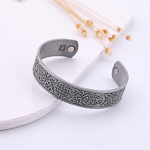 My Shape Classic Irish Celtic Knot Bracelet Antique Celtic Knot Cuff Bangle Irish Pattern Jewelry (Antique Silver)