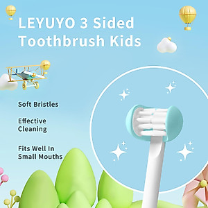 LEYUYO 3 Sided Toothbrush Kids, Soft Bristles Toddler Toothbrush, Boys Girls Toothbrush, Autism Training Toothbrush, 360° Oral Teeth Cleaning