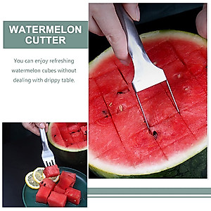 IMIKEYA 2PCS Watermelon Slicer Cutter：2-in-1 Watermelon Slicer Stainless Steel Watermelon Cutter Slicer Fruit Forks Slicer Knife for Kitchen Gadget