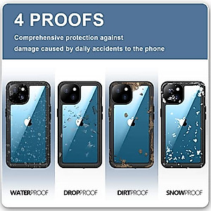 SPIDERCASE Designed for iPhone 13 Case, Waterproof Built-in Screen Protector, Rugged Heavy Duty Full Body Shockproof Protection Phone Case for iPhone 13 6.1 inch 2021”, Black/Clear