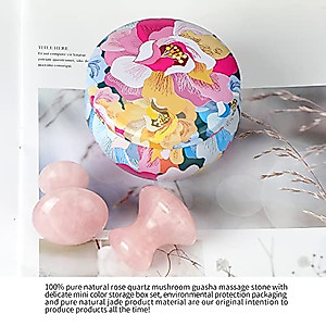 Gua Sha Mushroom 2pcs Natural Rose Quartz Massage Facial Tool for Essential Massage Spa Massage (Rose Quartz)