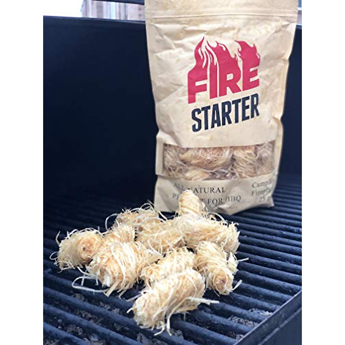 GTS Fire Starter for Charcoal and Firewood, Super Fast Lighting, Perfect for BBQ, Campfire and Fireplace, All Natural, Long 8-10min Burn, Waterproof and Sealed Pack, 25 pcs