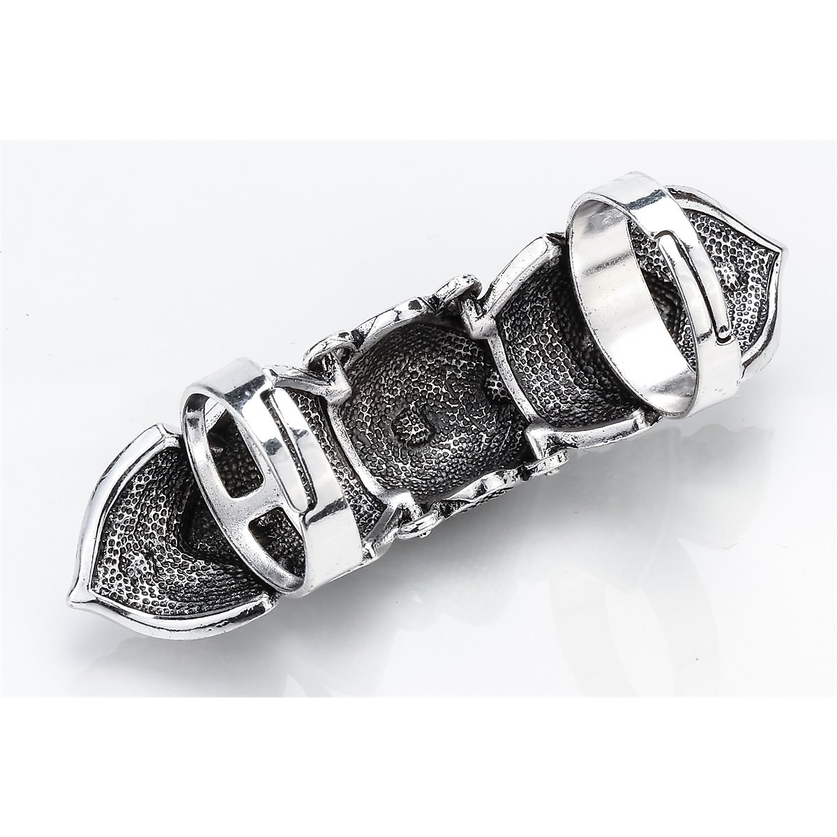 Szxc Women's Double Full Finger Armor Knuckle Long Adjustable Ring Halloween Party Accessories Costume Jewelry Gifts
