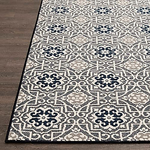 LOOMAKNOTI Tecopa Kidore 8' x 10' Blue Geometric Indoor/Outdoor Area Rug