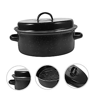 HANABASS Roasted Sweet Potato Pot Enamel Roaster Pan Chicken Roasting Pan Roasting Pan with Lid Turkey Baking Potato Roaster Pot Turkey Roaster Pot Enamel Roasting Pan Baking Pan