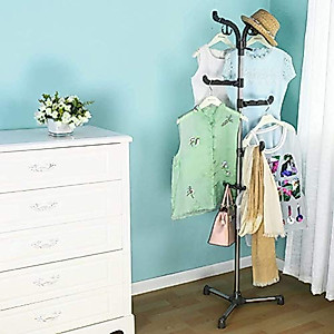 NSYNSY Metal Coat Stand,Entryway Free Standing Hall Tree Coat Rack Stand Hooks Home Office Space Saver Gray