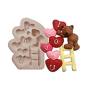 Valentines Day Bear Silicone-Molds For Baby-Shower Cake-Topper Decoration Love Bear Card Fondant Mold DIY-Baking Cookie Candy Mould-silicone