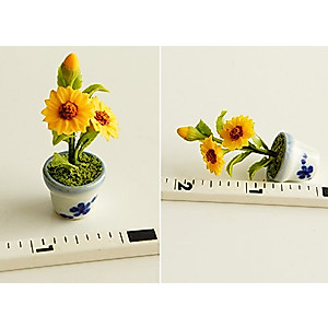 6 Miniatures Flower Garden Artificial Clay Pots Size s Scale 1:12