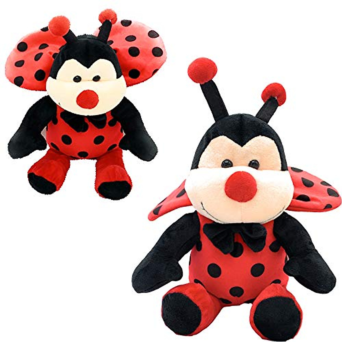 Garden Buzz Cuties Ladybug Stuffed Animal Plush Ladybird Beetle Soft Insect Cuddly Lady Bug Toy with Red Wings and Black Bow, Bee Friend,Great Present for Toddlers & Kids