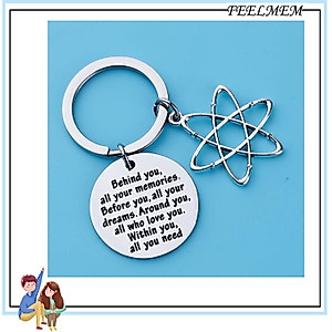 FEELMEM Atom Science Keychain Chemist Gift Future Scientist Gift Behind You All Your Memories Atomic Science Gift Science Student Graduation Gift
