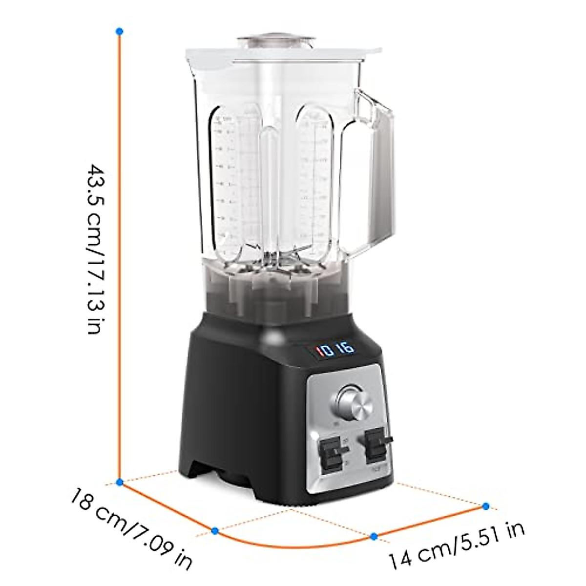 Enfmay Smoothie Blender Maker, 1450W Powerful Blender for Kitchen with 2L BPA-Free Tritan Container, 6 Stainless Steel Blades and Stepless Speeds, Kitchen Blender for Shakes/Smoothies/Ice/Soup/Nut, Silver