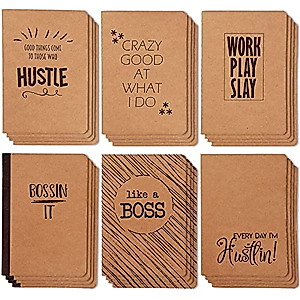 24 Pack Motivational Notebooks Bulk, Lined Inspirational Journals for Coworkers, Office Employee Gifts, Kraft Paper Material (80 Pages Each, 4 x 5.75 In)