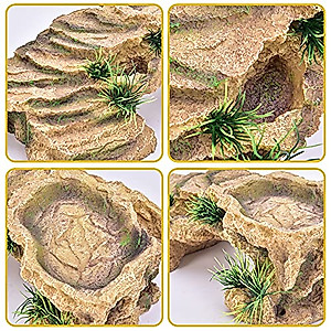 Turtle Basking Platform, Resin Dock Resting Rectangular Aquarium Turtle Tank Decorations, Reptile Habitat Accessories, Reptile Hide Floating Ledge Resting Terrace for Bearded Dragon, Newts, Lizard