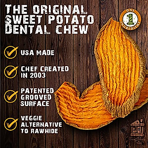 Sam's Yams Sweet Potato Dog Treats, Healthy Dog Treats for Small, Medium, and Large Breed Dogs - Made in USA, High Fiber, Vegan Dental Chews - Veggie Rawhide, Sweet Potato Dog Chewz, 14oz Single Pack