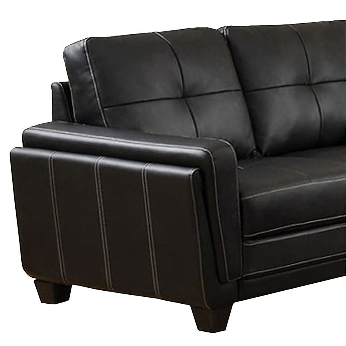 Benjara Benzara Blacksburg Contemporary Style Love Seat, Black