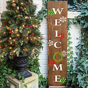 Large Welcome Stencils for Painting on Wood - Vertical Welcome Sign for Front Porch Decor - Stencils for Crafts Reusable - Farmhouse Stencils & Drawing Templates for Signs, Canvas, Walls & Art Decor
