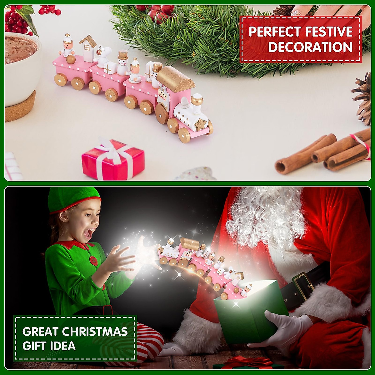 Wooden Train Small Train Christmas Toy Train Mini Train Christmas Train Four Section Train Xmas Train Toy Train for Kids Train Toy Kids Playing Train Desktop Train 4 Section Train