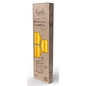 Hyoola 10" Beeswax Taper Candles - 10 Hour Burn Time - Yellow Beeswax Candles - 4 Pack