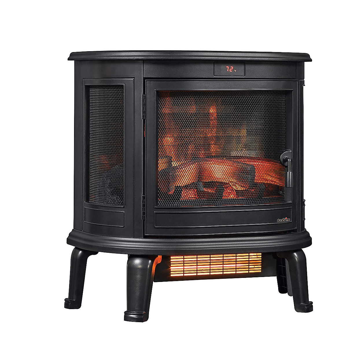 Duraflame Infrared Quartz 3D 1500 W Black Curved Front Infrared Electric Fireplace w/Adjustable Brightness, Remote Control, & Realistic Flame Effects
