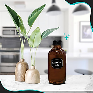 Nevlers 12PK 8 Oz Glass Bottles with Caps |Leakproof Amber Glass Bottle Set With Shrink Wrap, Funnel, Brush & Bonus Labels| Dark Glass Bottles for Oil | Vanilla Extract Bottles | Glass Medicine Bottle