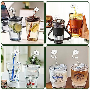 DazSpirit 4Pcs Cloud Straw Cover Caps and 2Pcs Spill-Proof Tumbler Lids for1.0 40oz Tumbler Cups and 8-10mm Straws, BPA-Free, Dishwasher-Safe, Suitable for Travel Picnic Hiking